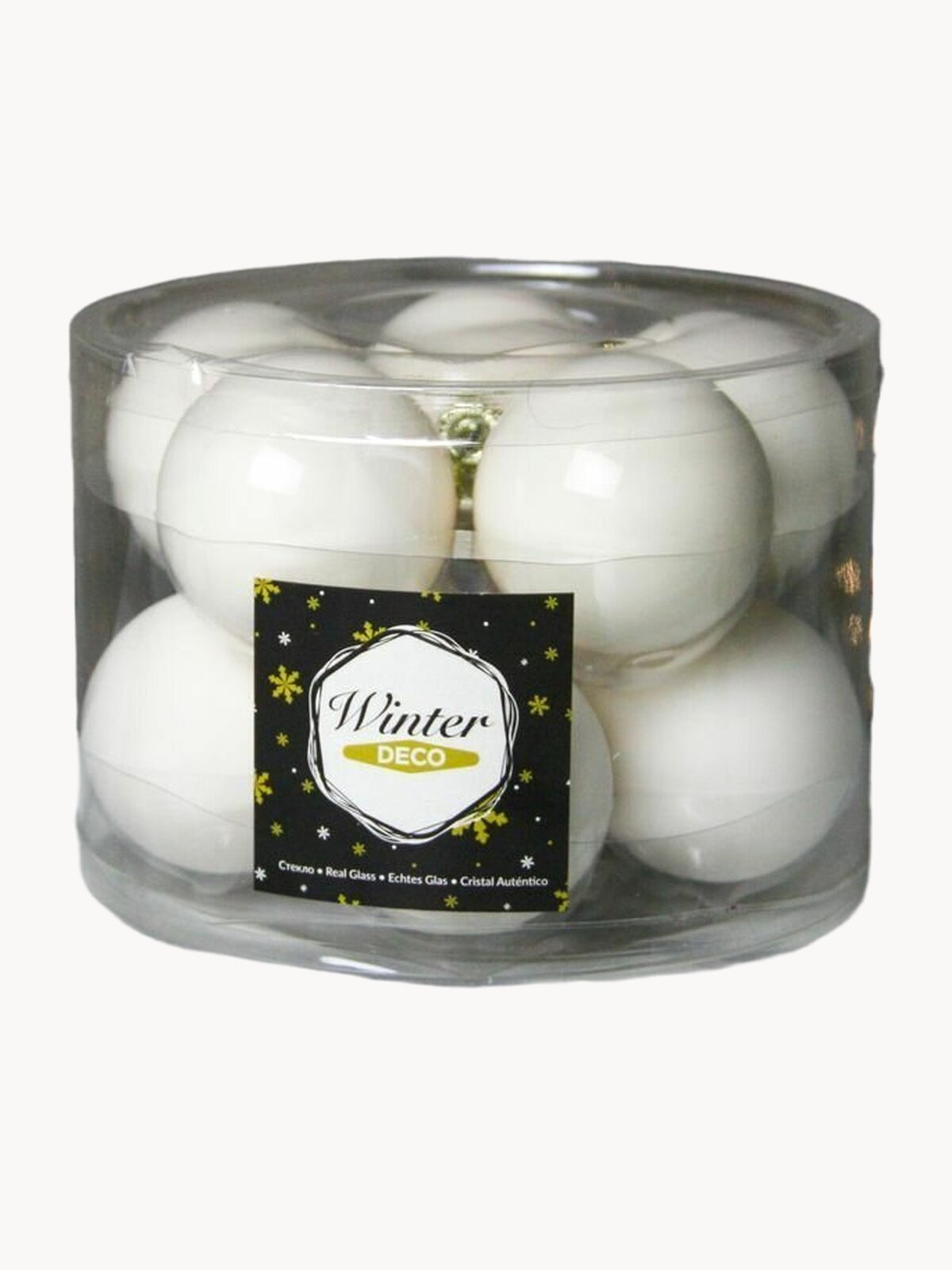 Набор стеклянных шаров матовых и эмалевых, цвет: белый, 60 мм, 10 шт, Winter Deco 140342