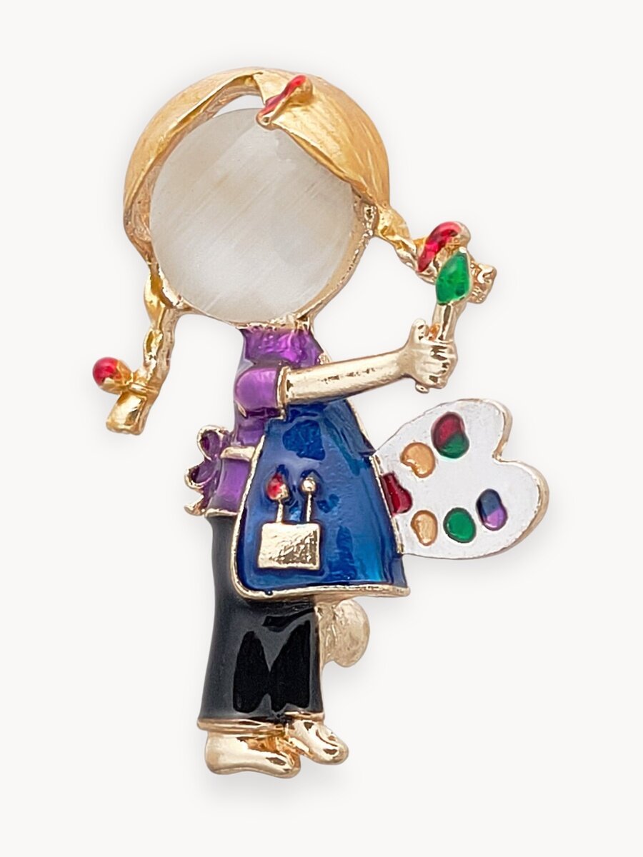 Брошь Queen Fair, искусственный камень, эмаль