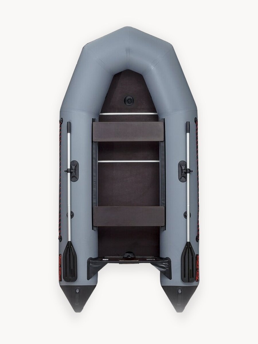 Лодка моторная килевая Тайга 320 ЖС (сплошной фанерный настил с алюминиевым Н-профилем и стрингером), серая