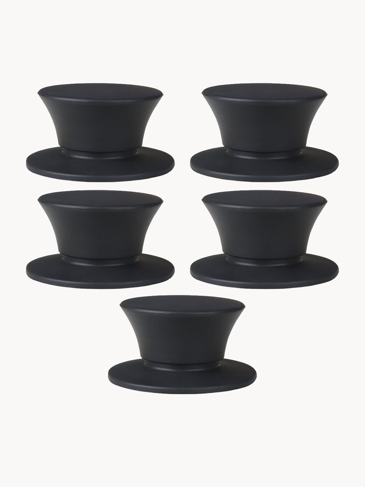 Ручка для посуды из силикона, цвет черный, набор 5 шт.