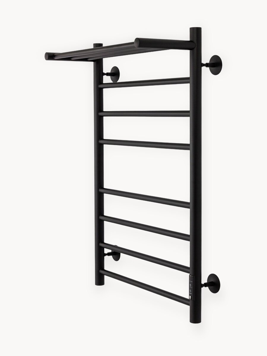 Полотенцесушитель электрический Energy ROUND MODUS 800x500 черный с полкой, с терморегулятором и таймером