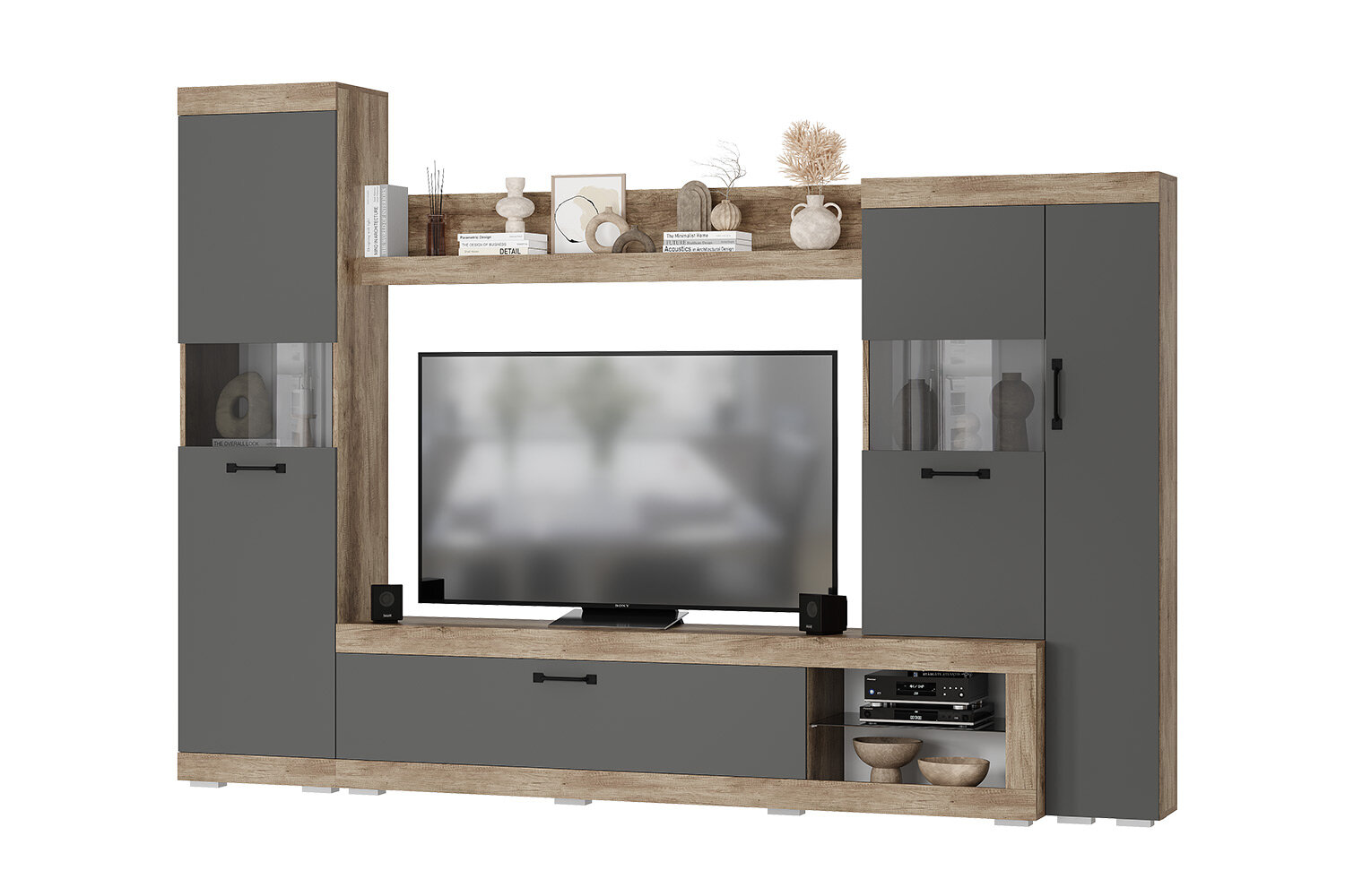 Гостиная Тесла, 280х200х35 см, ЛДСП, без доводчика, цвет серый