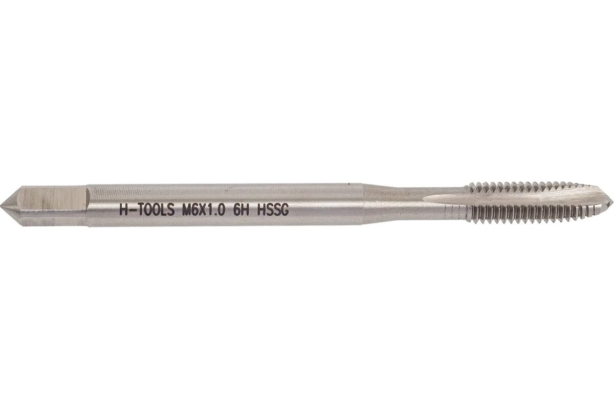 H-Tools Машинный метчик М6 шаг 1.0мм DIN371 HSS-G 101100-C2-0060 для резьбы