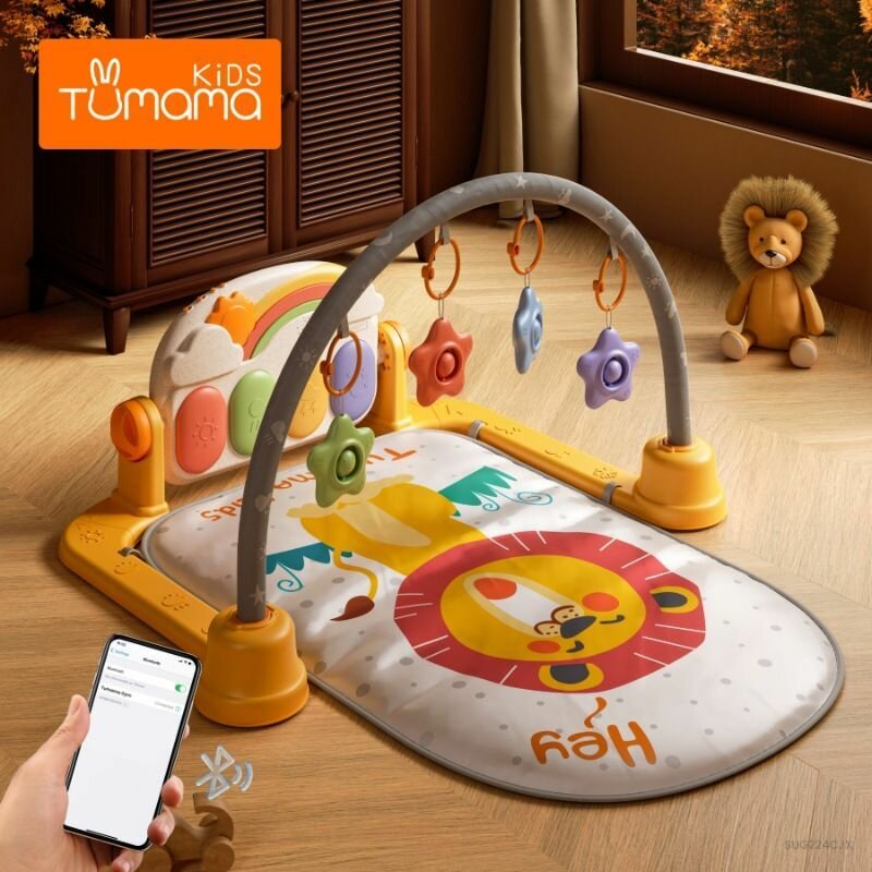 Развивающий коврик для новорожденного, Функция Bluetooth, погремушка, Музыкальный развивающий коврик