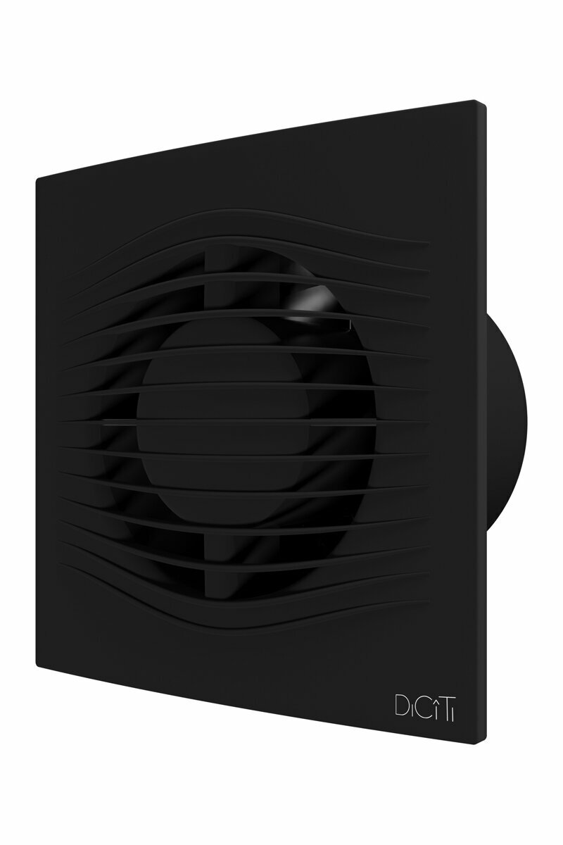 Вентилятор накладной SLIM D100 обр. клапан Matt black DICITI