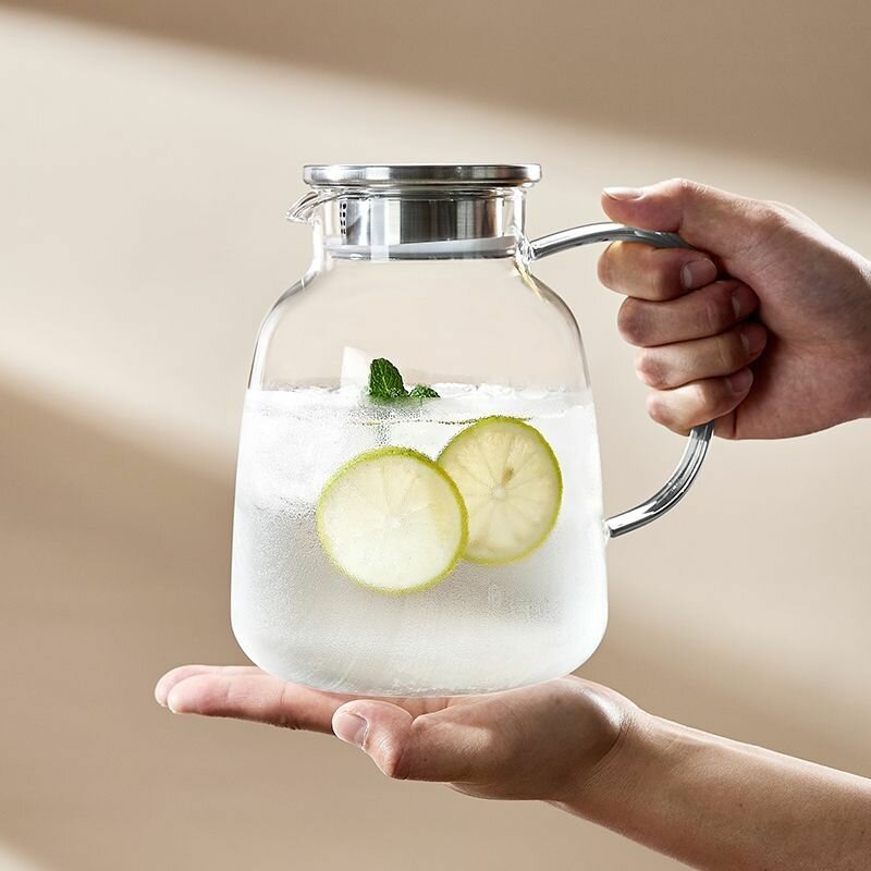 Стеклянный чайник-кофейник 2500 мл с термостойким стеклом и удобной ручкой прозрачный заварной чайник для горячих и холодных напитков