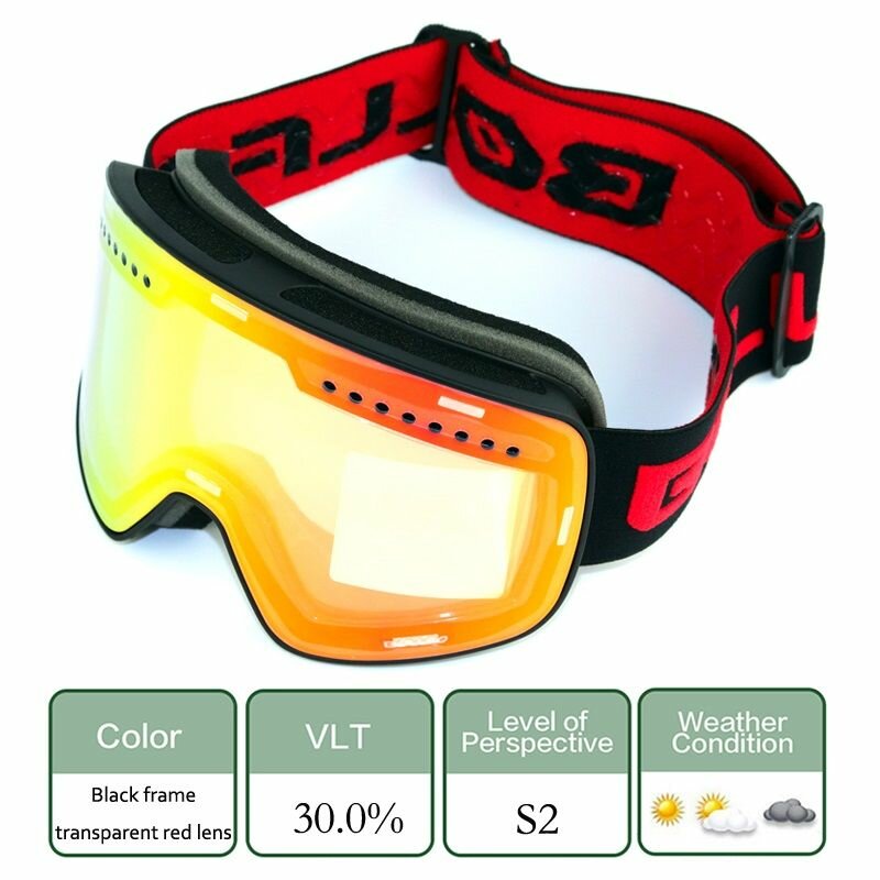 BOLFO Магнитные лыжные очки с двойными линзами, UV400, противотуманные мужские и женские -kpa