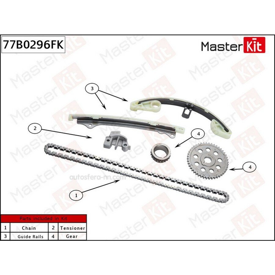 MASTERKIT 77B0296FK Комплект цепи ГРМ HONDA JAZZ 2008- L13Z1/ L13Z2 77B0296FK