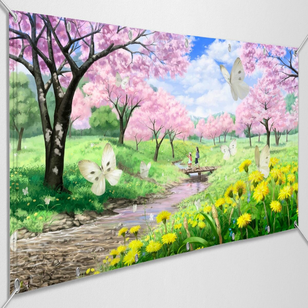 Баннер, растяжка "Весенний фон" для оформления / 2x1 м.