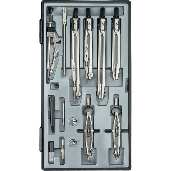 Готовальня Globus 14 предметов, пластиковый пенал, россия, , НЧ14-80-80