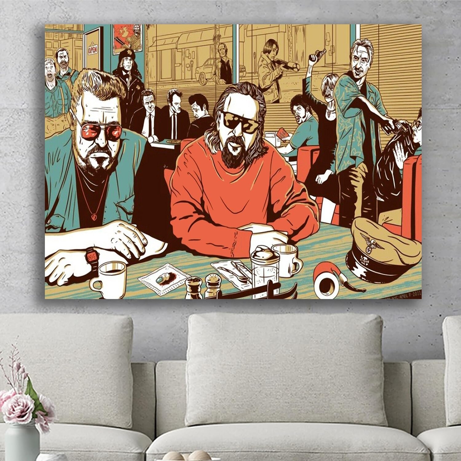 Картина на стену для интерьера - "Большой Лебовски, гангстеры, мафия", 30х40 см.