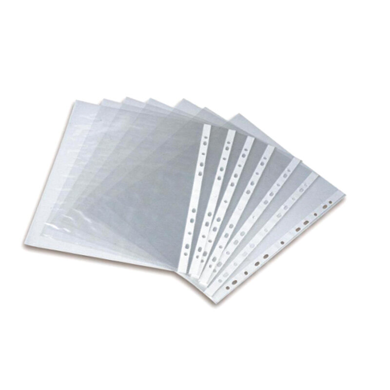 Папка-файл, А4+, перфорированные, 45мкм, 100шт, прозрачный глянец