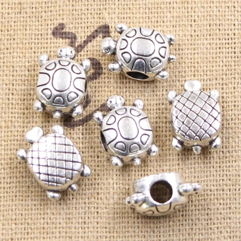 Серебряные бусины черепахи 10 шт.