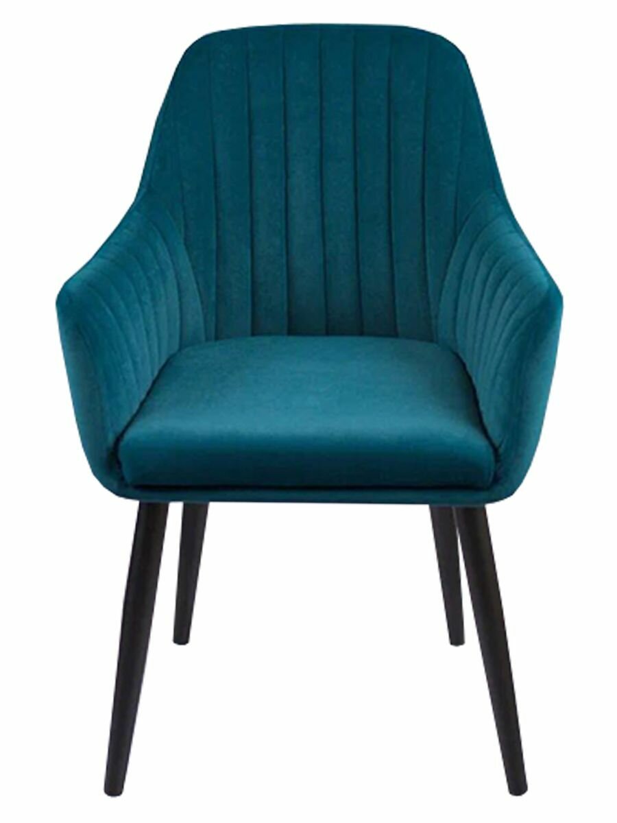 Стул кресло Моби для кухни мягкий велюр, Цвет Аквамарин, Чёрные ножки