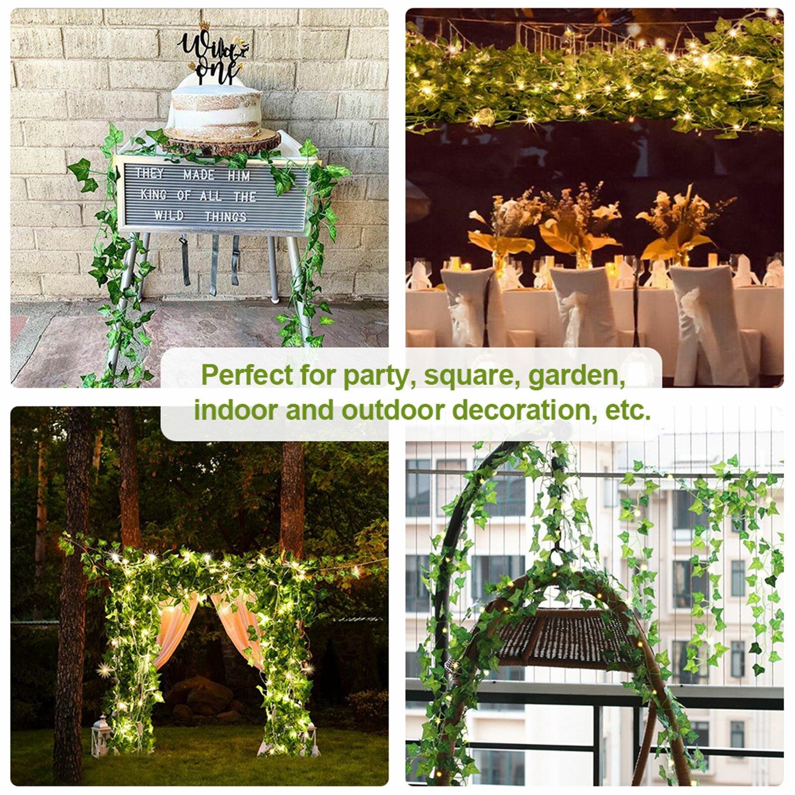 Искусственная гирлянда из плюща с зелеными листьями и ротангом, искусственные листья, растения, гирлянда из лозы, гирлянда длиной 2 метра, 20 светодиодов, питание от USB, украшение для свадебной вечеринки, рождественского праздника, патио