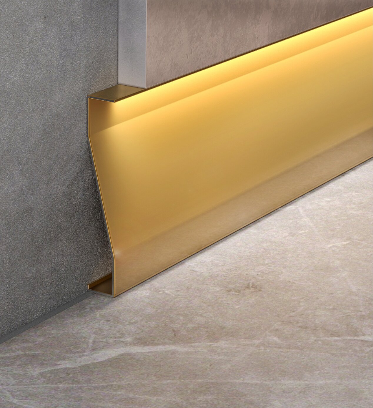 Плинтус напольный теневой под светодиодную ленту нержавеющая сталь 10*80*3000мм золото полировка