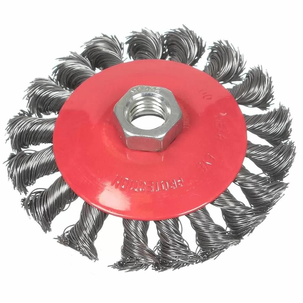 Щетка для УШМ Bartex 100 мм, тарельчатая, крученая проволока, гайка М14