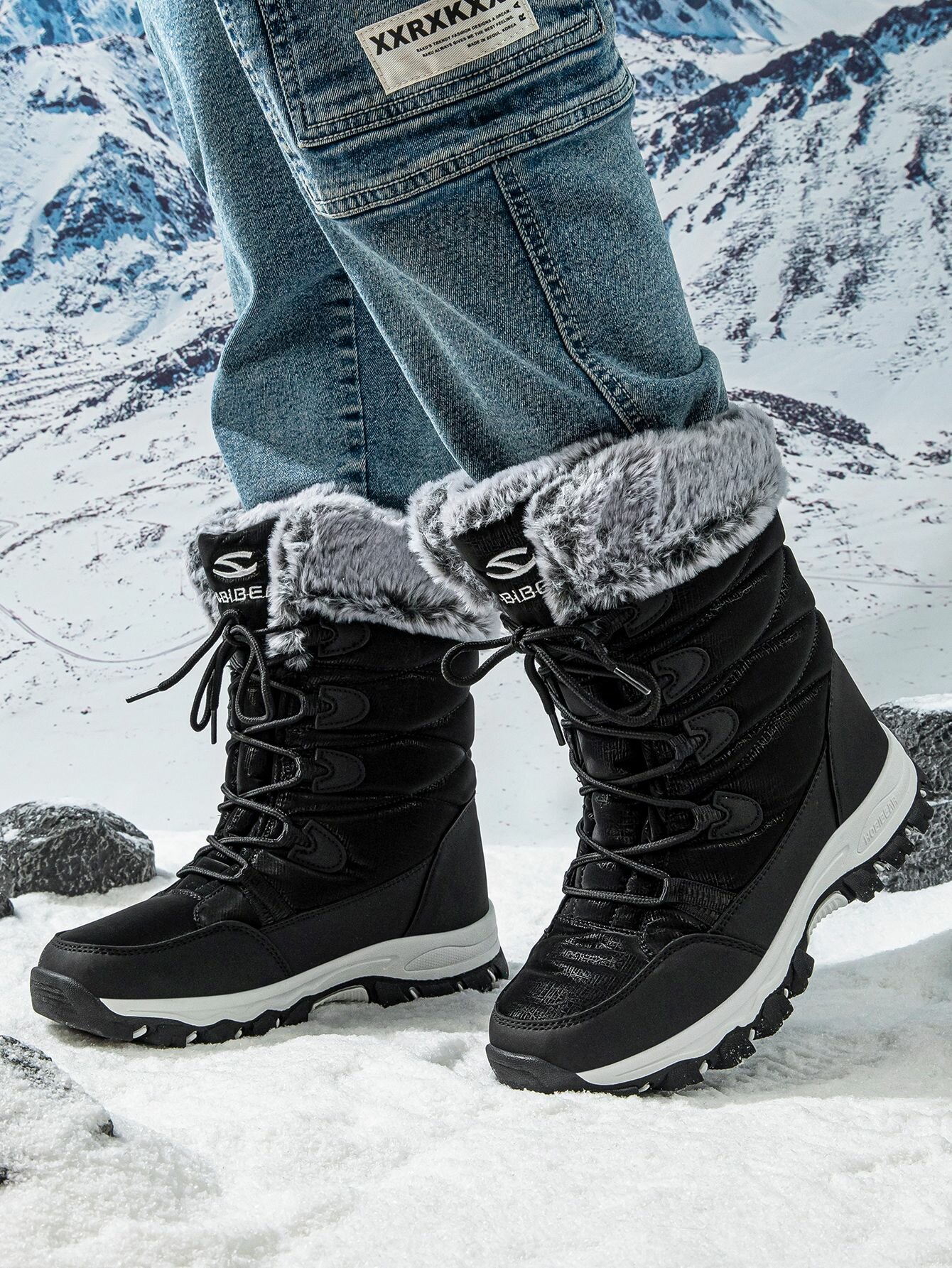 Женские водонепроницаемые зимние снежные сапоги HOBIBEAR, легкие теплые короткие ботинки с меховой подкладкой