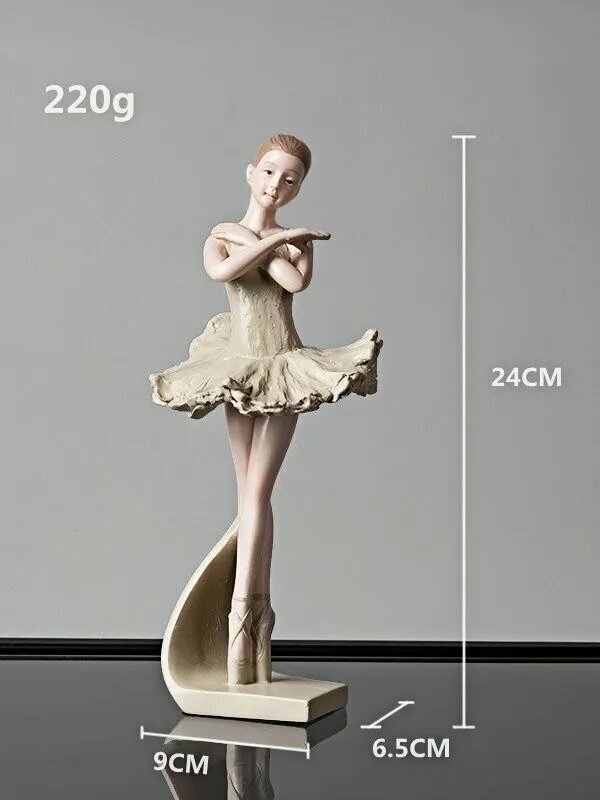 Статуэтка "Балерина", смола, цвет скрещенные руки на груди, ручная работа, 24x6,5x9 см