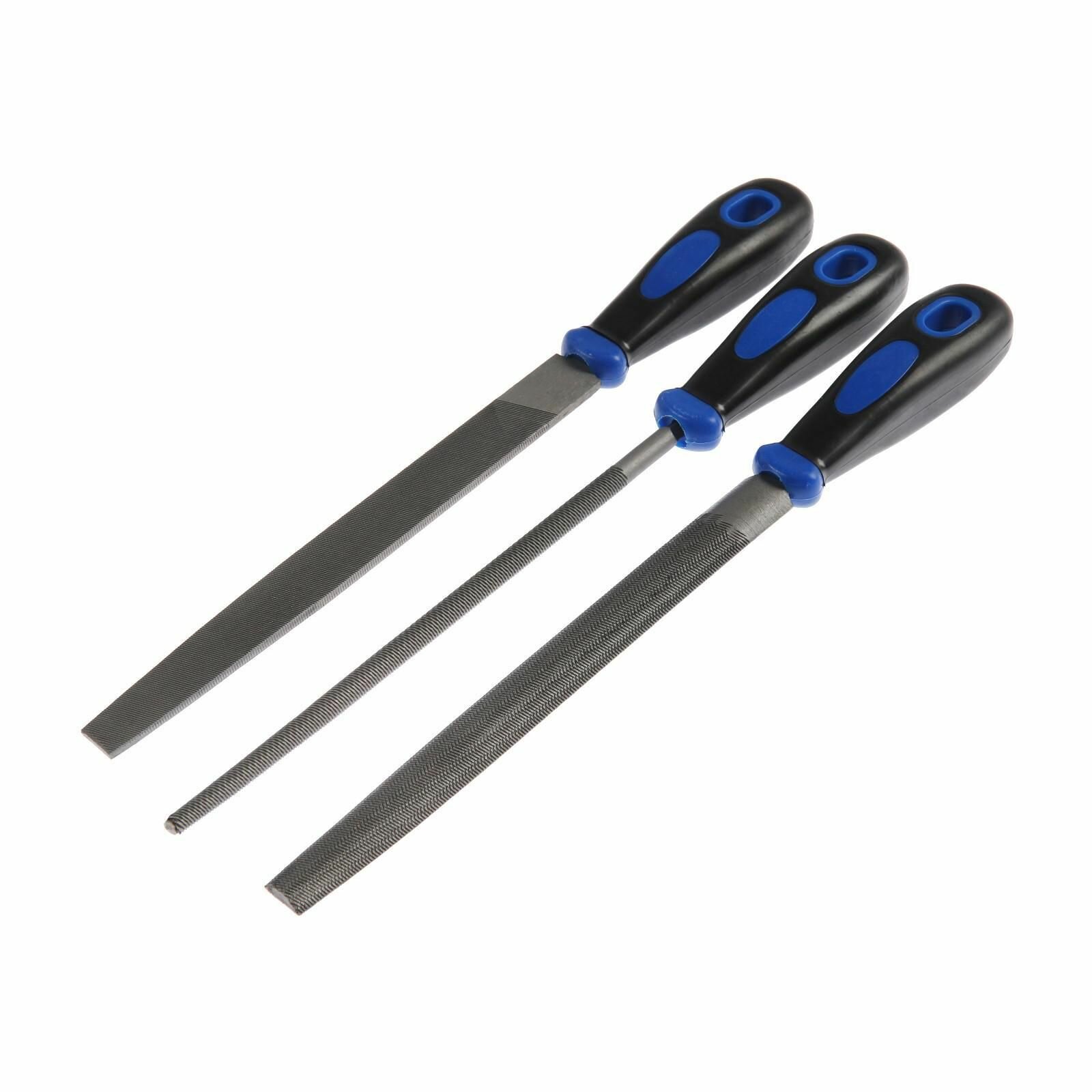 Набор напильников Тундра по металлу 3 шт, №2, 200 мм