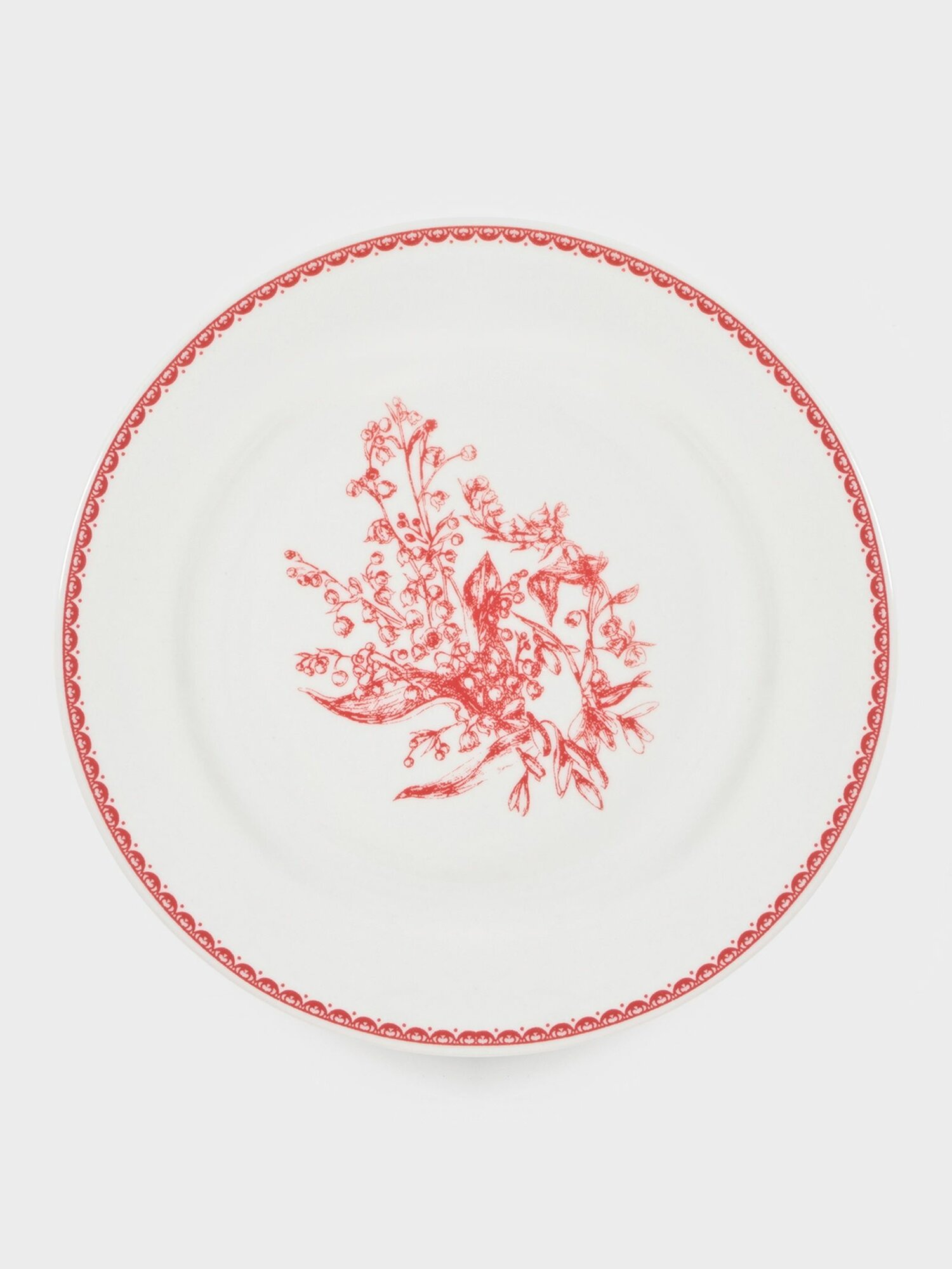 Тарелка Дулевский фарфор Райские ландыши , d 17.5 см, белая