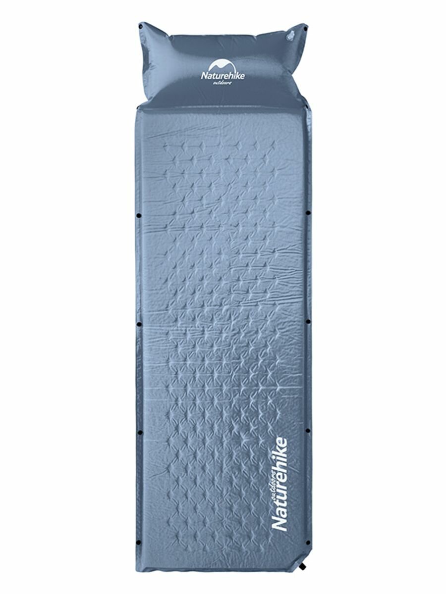 Коврик туристический Naturehike NH15Q002-D надувной с подушкой для сна голубой, 6927595782583