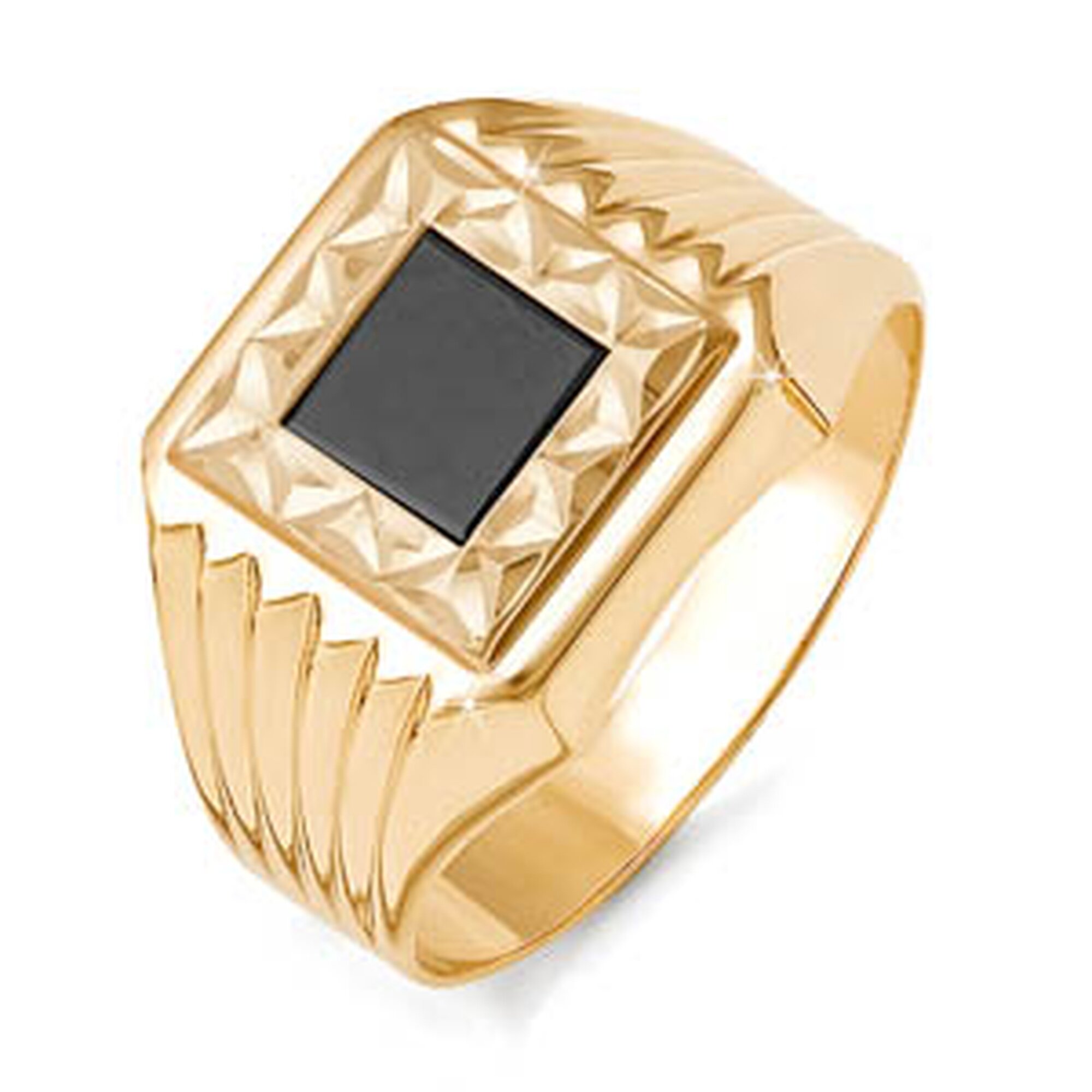 Печатка, красное золото, 585 проба, фианит