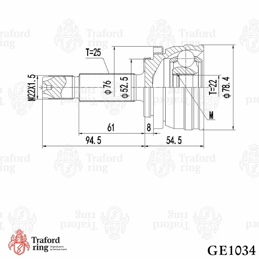 ШРУС наружный, для Хендай Солярис, КИА Рио арт GE1034 Traford Ring