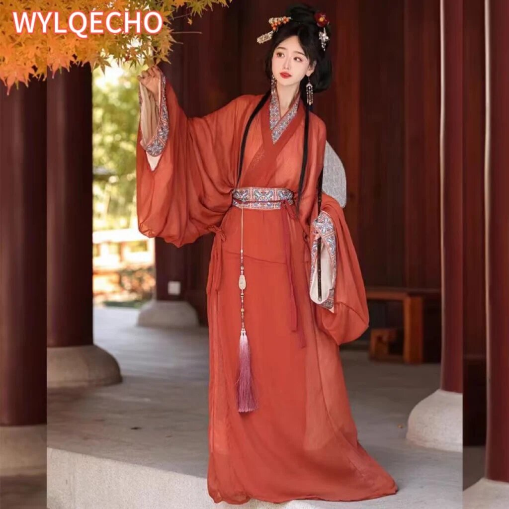 Женский ханьфу WYLQECHO, зеленый, черный XL, red 2pcs no Pendan