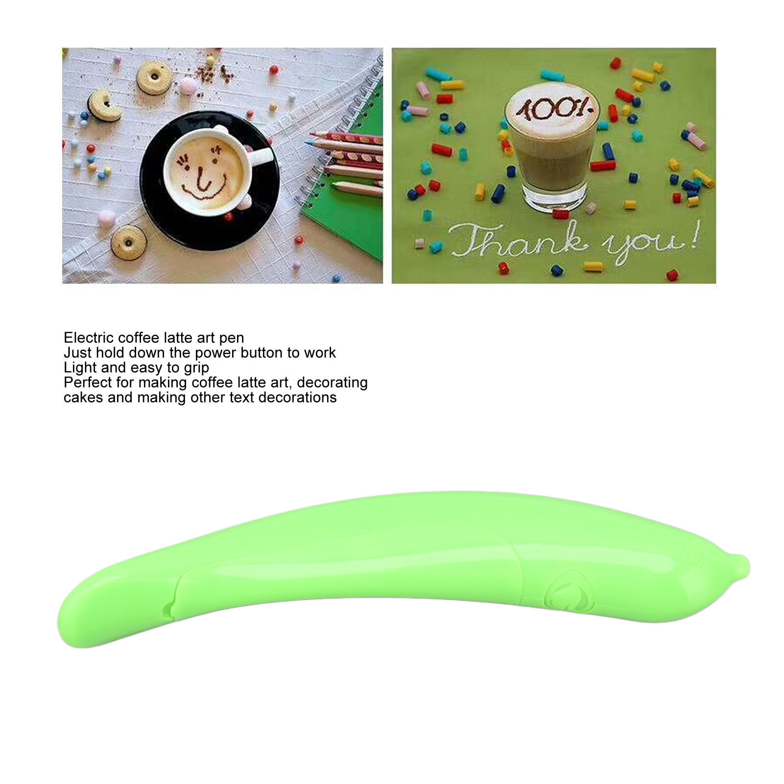Электрическая ручка для кофе, латте, художественная ручка для кофе, торта, декоративная ручка для резьбы по дереву, инструменты для выпечки кондитерских изделий, зеленый цвет
