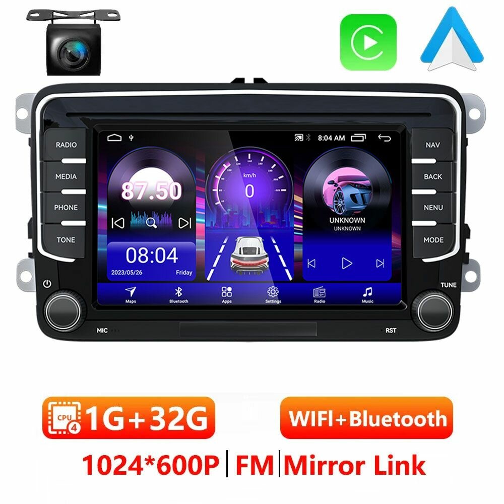 Автомагнитола Аудио для авто для Volkswagen/Seat /Skoda VW Passat B6 B7 CC Touran Tiguan GOLF POLO sedan Jetta mk5 1 + 32 ГБ Wi-Fi , Carplay