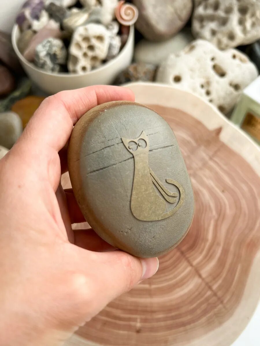 Фигурка декоративная "Кошка из камня"