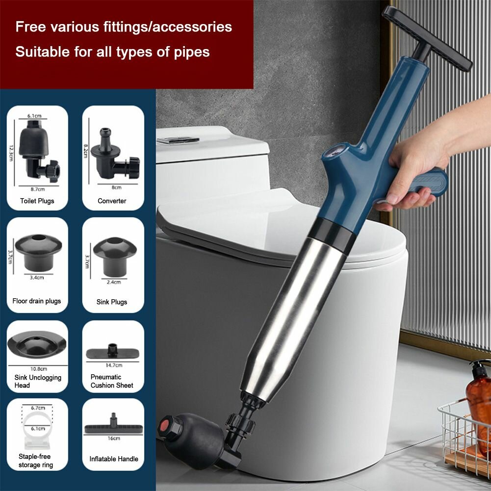 Электрический вантуз для унитаза из нержавеющей стали для удаления засоров для раковины и туалетной трубы