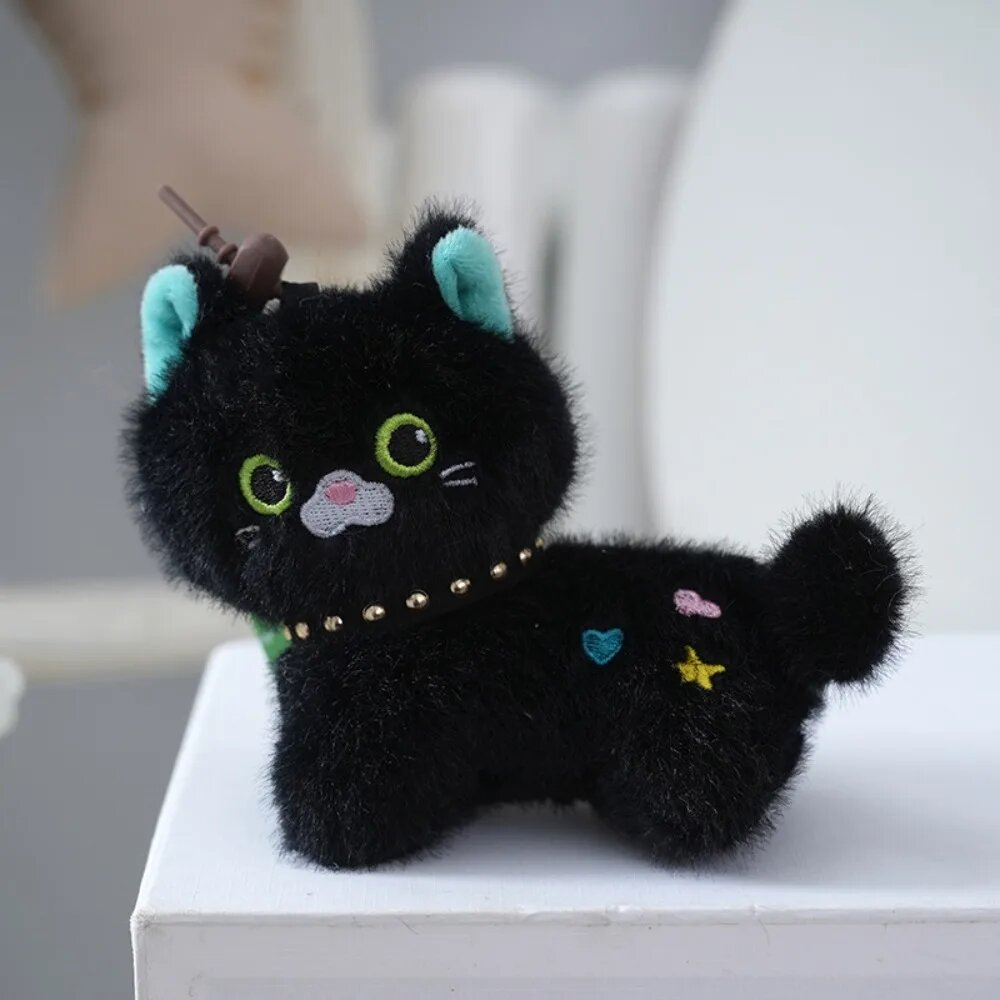 Плюшевый брелок кот черный, SIRENXI