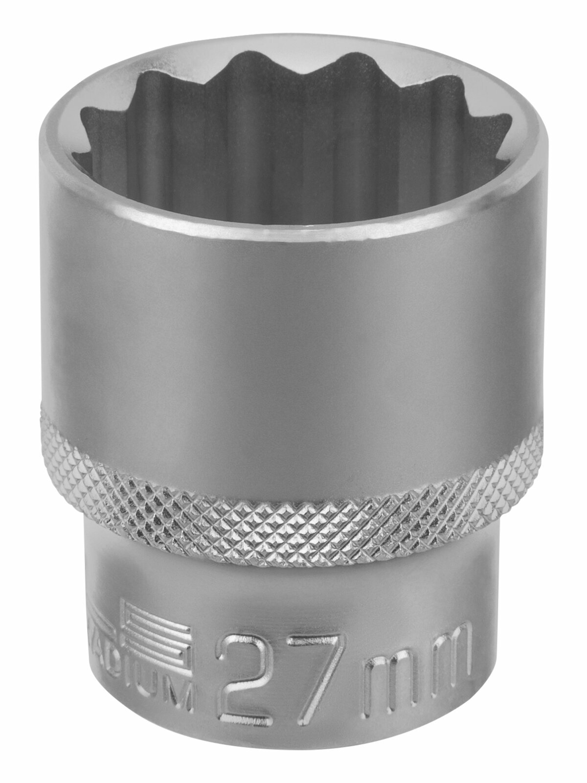 Головка торцевая Stels 27 мм, 12-гранная, CrV, под квадрат 1/2", хромированная 13671