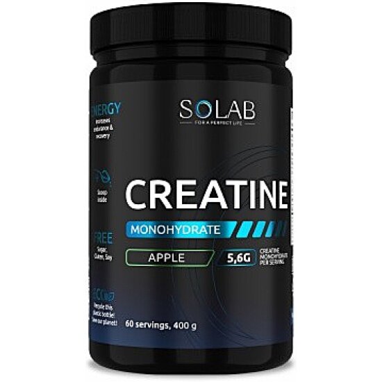 Креатин Solab моногидрат, Яблоко 60 порций 400 гр.