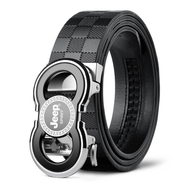 JEEP SPIRIT Automatic Buckle Luxury Youth Advanced Touch Top Grain Pure Cow Leather Leather Belts Men's Width 3.5cm 110cm