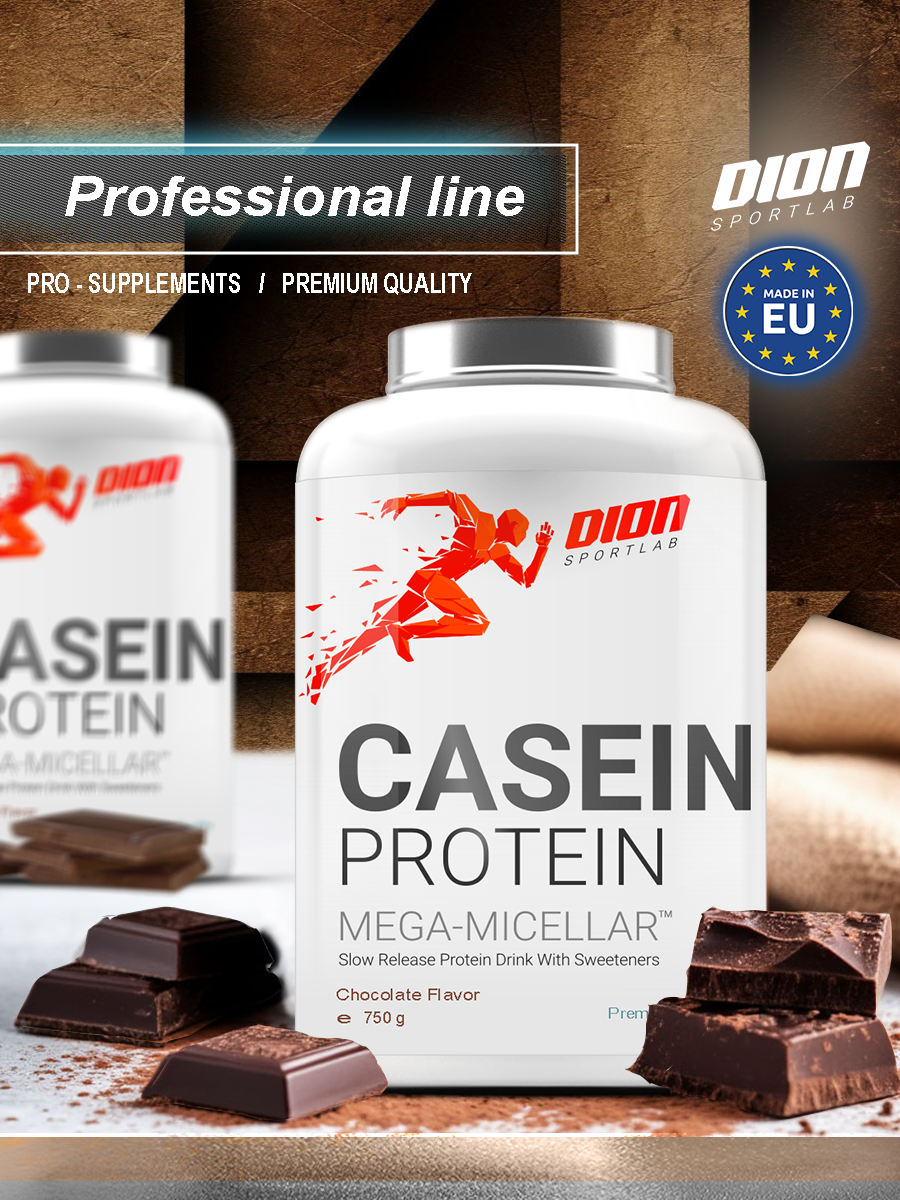 Мицеллярный казеин Dion Sportlab, Casein protein MegaMicellar, Шоколад, порошок 750г