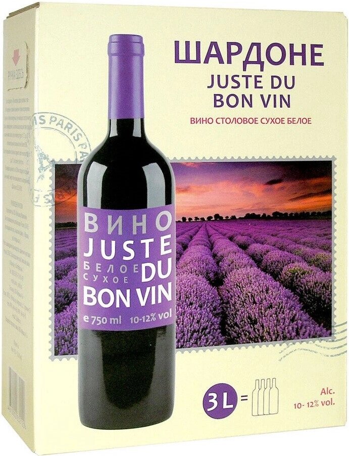 Вино "Juste du Bon Vin" Chardonnay, bag-in-box, 3 л