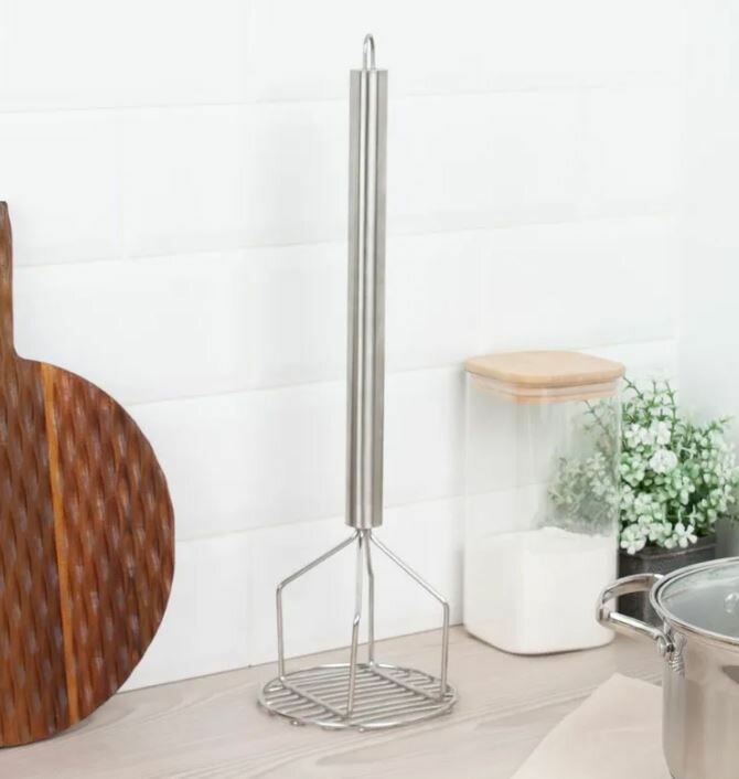 Картофелемялка L-45см d-14см из нержавеющей стали (Толкушка для пюре картофеля)