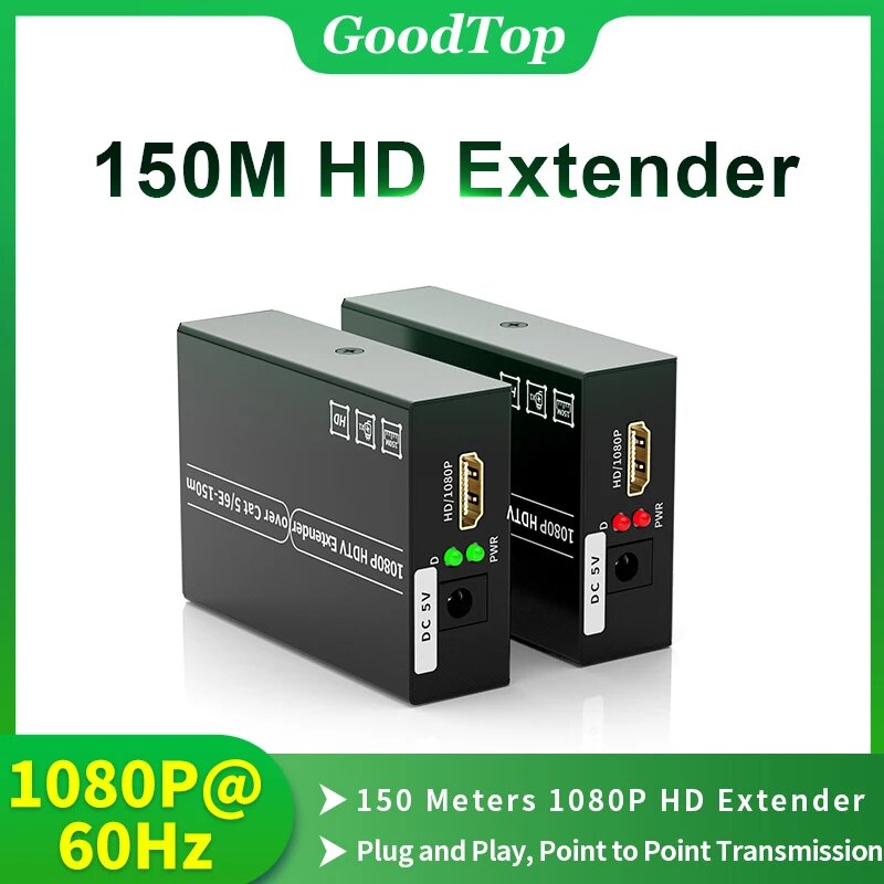 GoodTop 150M HDMI удлинитель 1080P 60 Гц 492 фута по Cat5e/6 Plug and Play HDMI Ethernet удлинитель Видео передатчик приемник