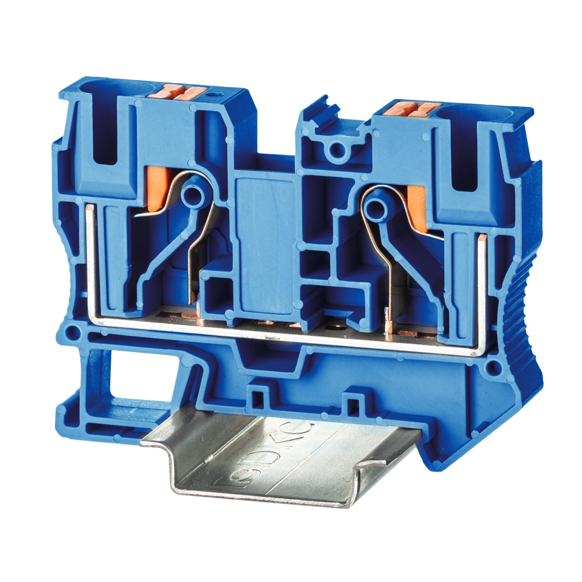 Клемма VPR-10-BU проходная, зажим push-in, 2 точки подключения, 10 кв. мм, (ДКС) (9 шт. в наборе)