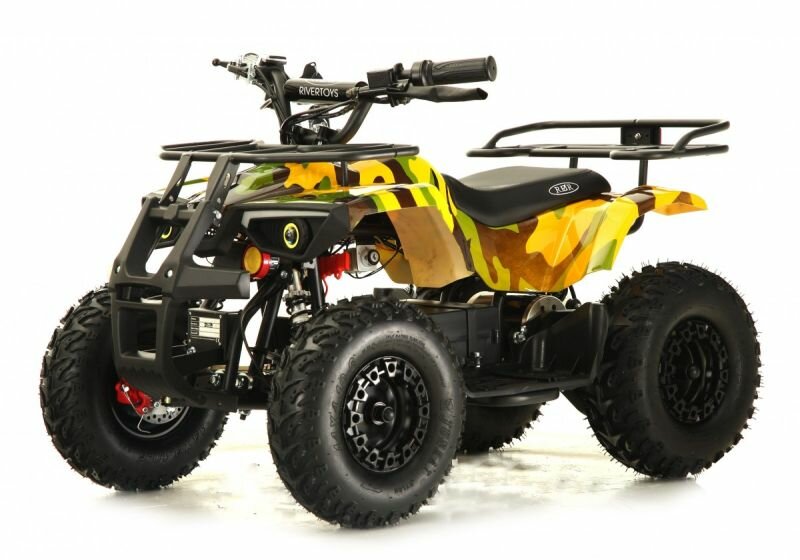 Другие электромобили Rivertoys Детский электроквадроцикл TIKI LUX желтый камуфляж