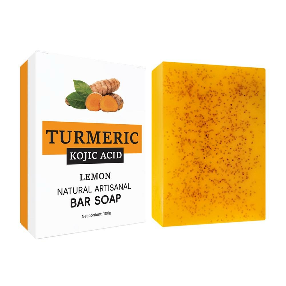 Осветляющее мыло с лимоном, куркумой и койевой кислотой, сужает поры, глубоко очищает кожу лица и тела, 100 г