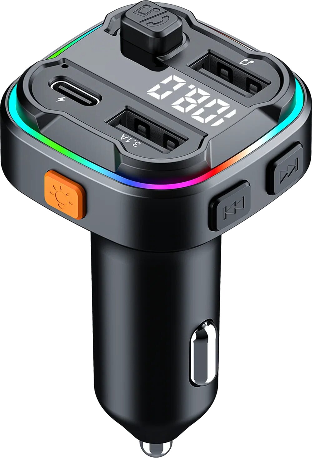 3,1 А автомобильный Bluetooth 5,3 FM-передатчик громкой связи двойной USB быстрое зарядное устройство окружающий свет прикуриватель автомобильный Mp3-плеер