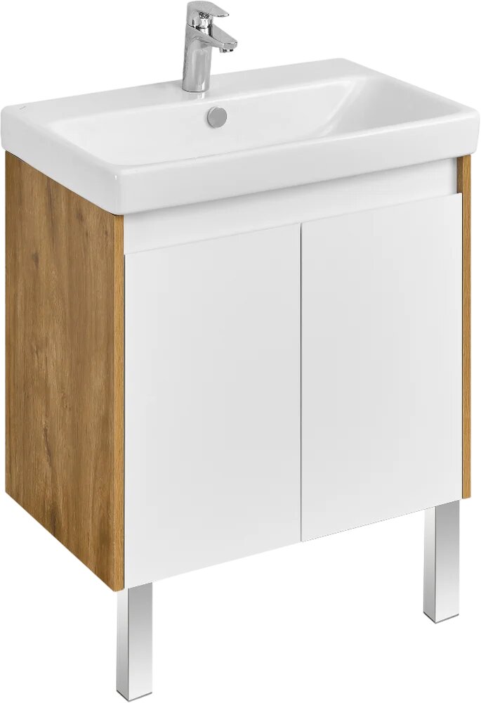 Тумба под раковину без столешницы AQUATON Сканди Doors 70 белая, дуб рустикальный