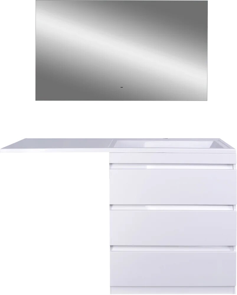 Мебель для ванной комнаты Style Line Даллас 140 R люкс, белая, зеркало DIWO Элиста