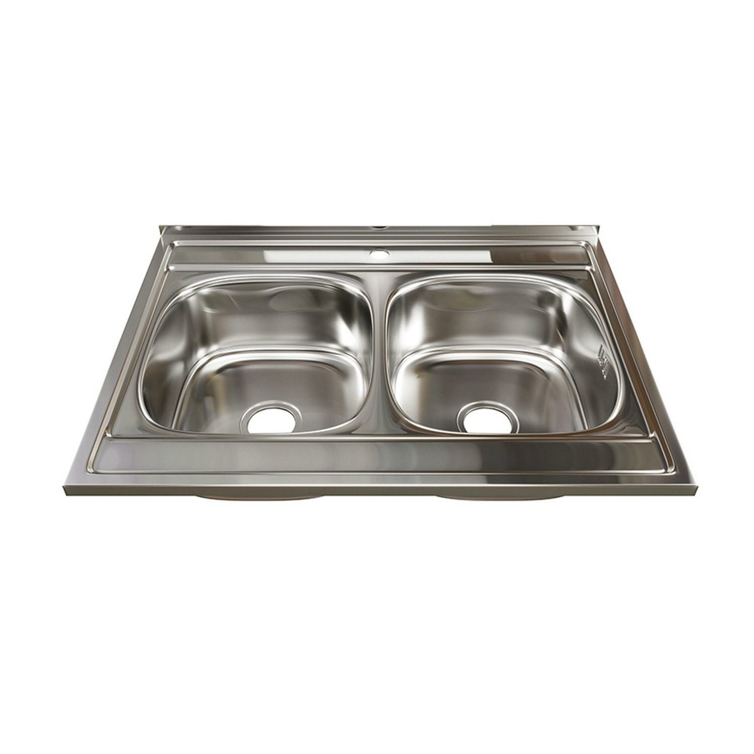 Мойка для кухни Mixline 80х60 528171 хром, 2 чаши, нержавеющая сталь