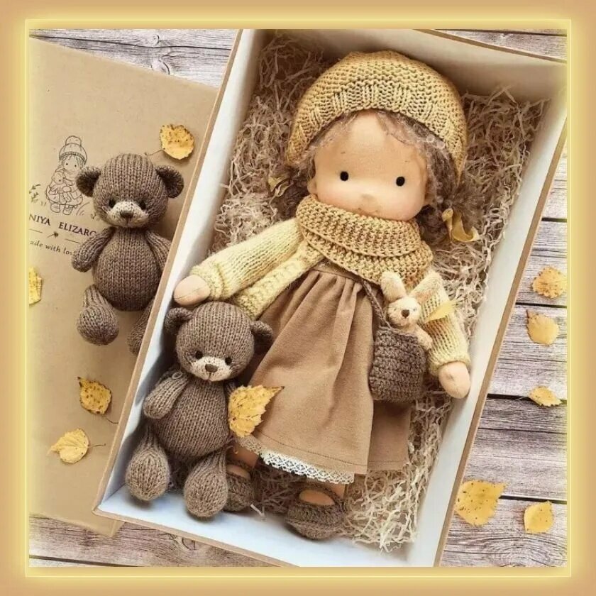 Waldorfdoll Кукла для девочки мягкая с одеждой текстильная тряпичная с длинными волосами интерьерная ручной работы