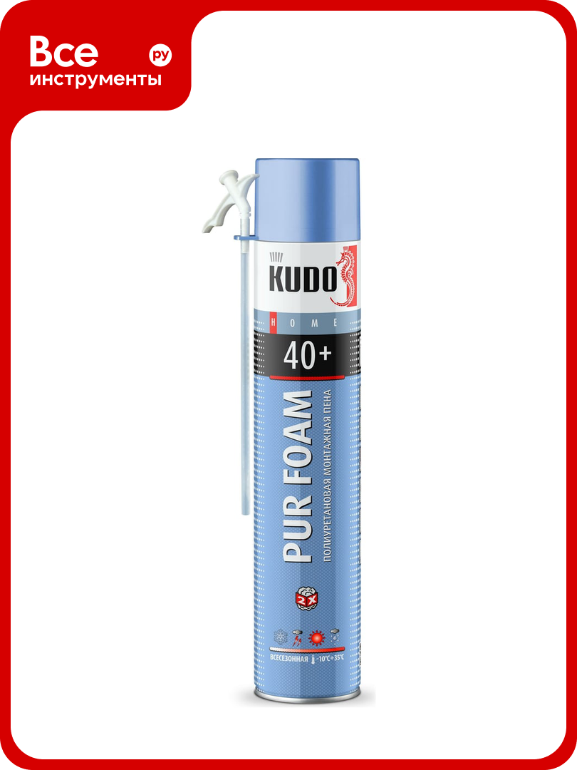 Полиуретановая монтажная бытовая всесезонная пена KUDO HOME 40+ KUPH10U40+, для установки оконных и дверных блоков